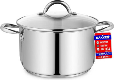 Lifemaster Bakken-Swiss Deluxe 5-Quart Stainless Steel Stockpot w ...