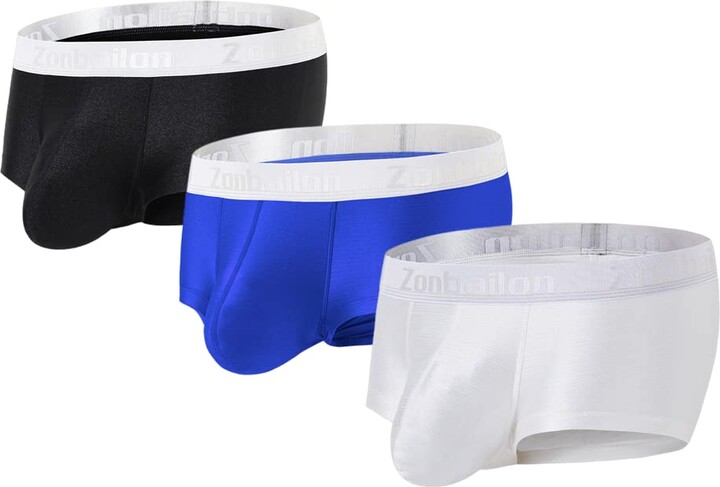 BIATWOWR Men's Underwear Bulge Enhancing Pouch Ice Silk Breathable ...
