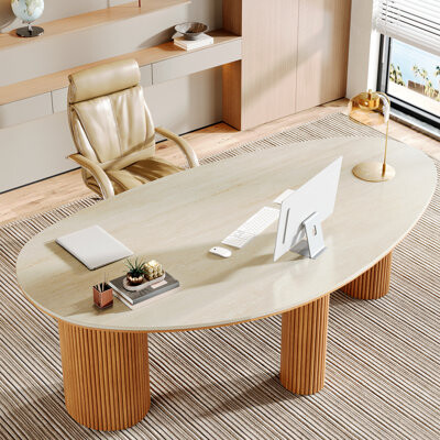 Brayden Studio Modern Large 79-Inch Oval Shaped Sintered Stone ...