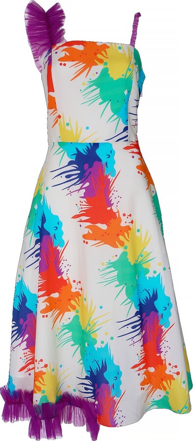 Lalipop Design Women's Color Splash Voile Dress With Tulle Details ...