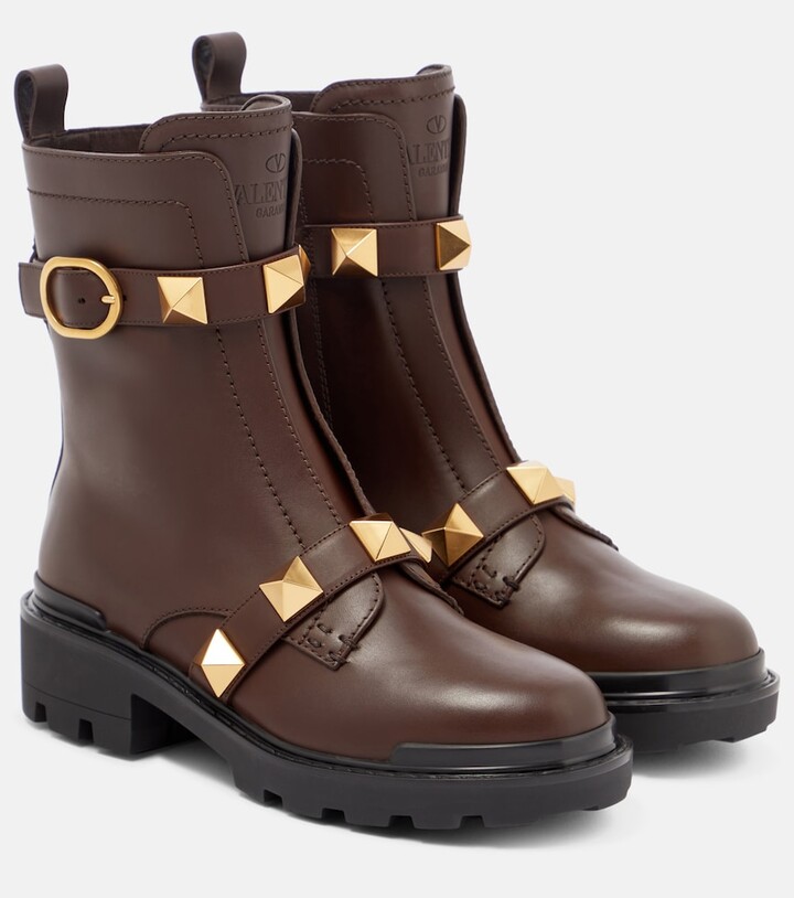 Valentino Garavani Roman Stud leather ankle boots - ShopStyle