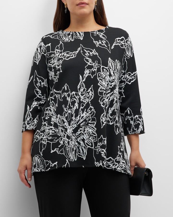 Caroline Rose Plus Plus Size Midnight Blooms Intarsia Tunic - ShopStyle
