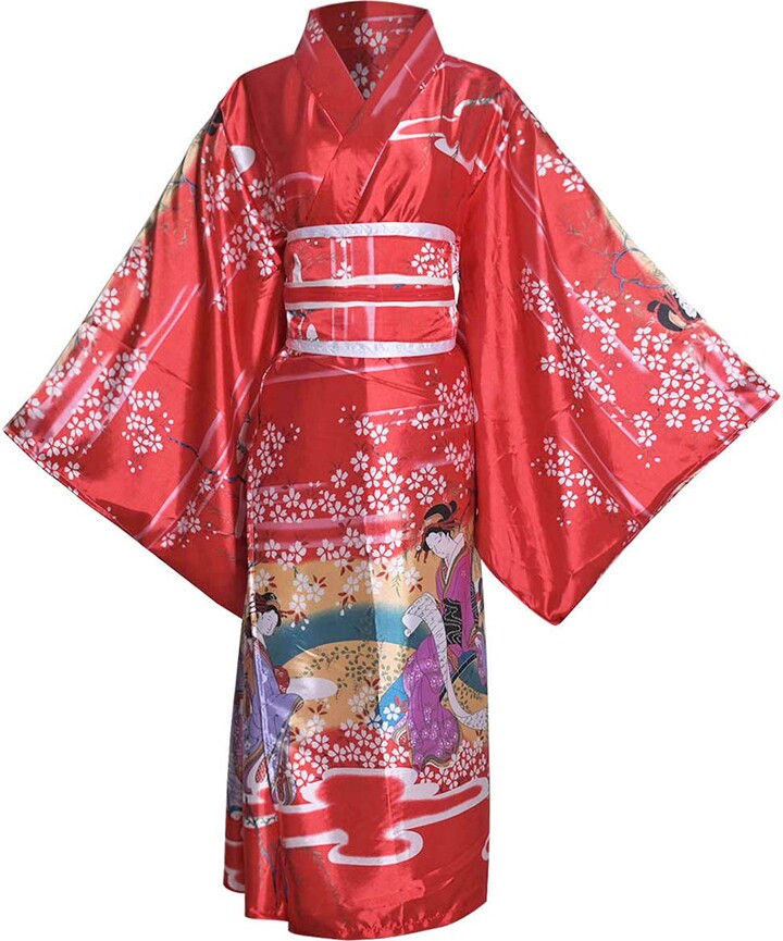 Generic Sexy Women Kimono Costume Long Robe Loose Floral Patten Dress ...