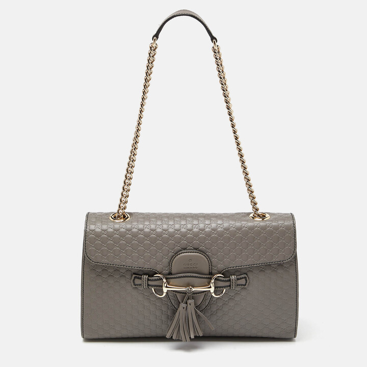 Gucci Grey Microguccissima Leather Medium Emily Chain Shoulder Bag ...