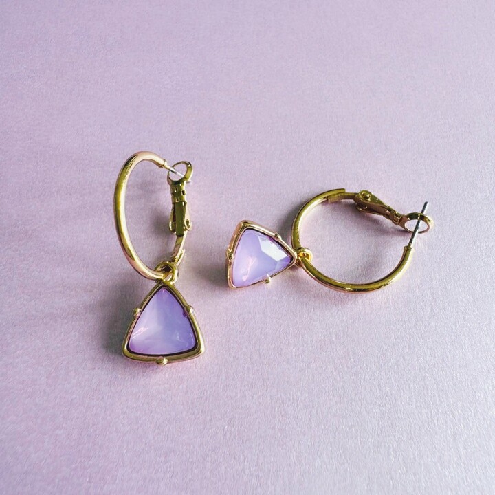 Luxe Tones Holly Lilac Gem Gold Hoop Earrings - ShopStyle