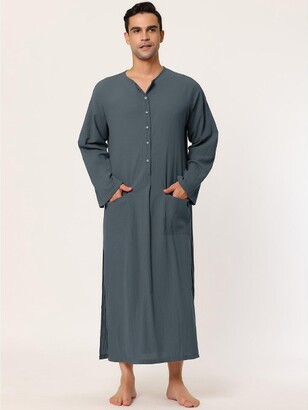 Lars Amadeus Lar Amadeu Men' Night Sleep Cotton Side Split Long Gown ...