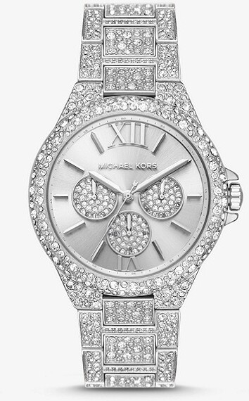Michael Kors Oversized Camille Pavé Silver-Tone Watch - ShopStyle