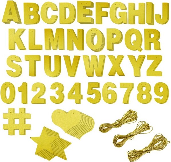 Bright Creations 130-Piece DIY Gold Glitter Make Your Own Banner Kit ...