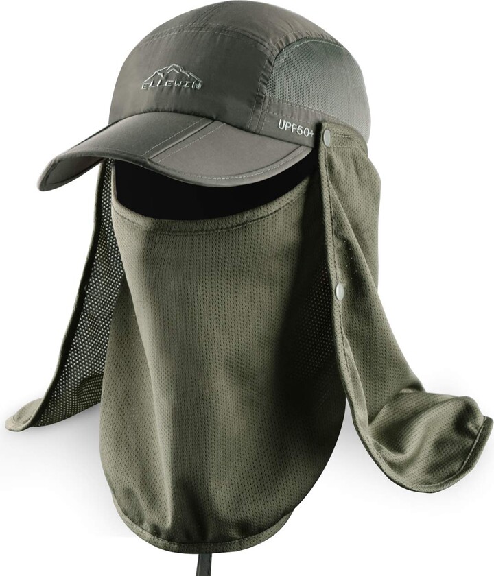 ELLEWIN Men's Outdoor Fishing Flap Hat Upf50 Sun Cap Removable Mesh ...