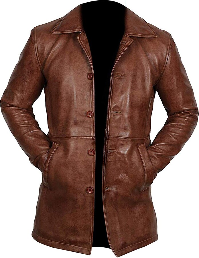 LP-FACON men's 3/4 length coat - mens leather sport coat - leather ...