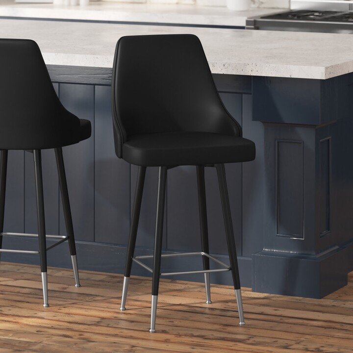 Taylor & Logan Armless Upholstered Counter Stools with Accented Metal ...