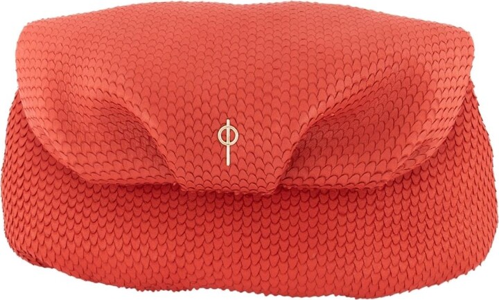 Otrera - Red Leda Snake / Leather Clucth - ShopStyle Clutches