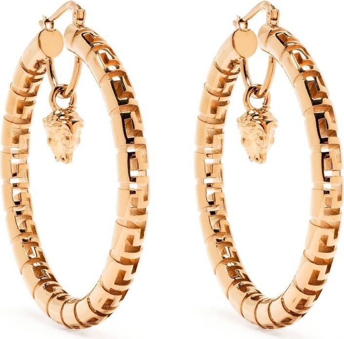 Versace embossed Greca Medusa hoop earrings - ShopStyle