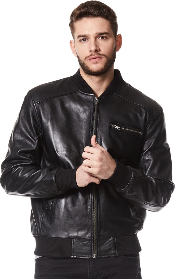 Smart Range Leather '70'S RETRO BOMBER' Men's Black Cool Classic Soft ...