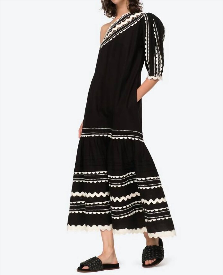 Sea Ryleigh Ric Rac One Shoulder Dress in Black - ShopStyle