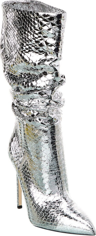 Paris Texas Stiletto Slouchy Python-Embossed Leather Boot - ShopStyle