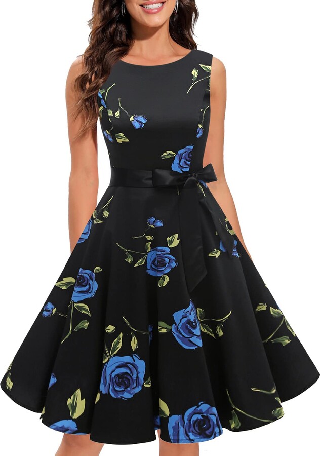 Gardenwed Women's Vintage 1950s Tea Dress Classy Rockabilly Retro ...