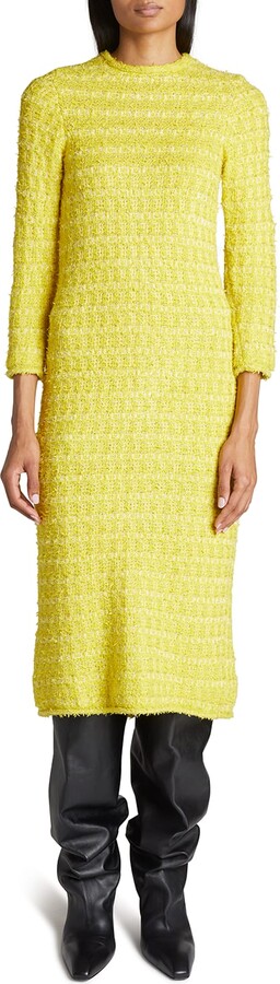 Balenciaga Metallic Eyelash Tweed Backwards Midi Dress - ShopStyle