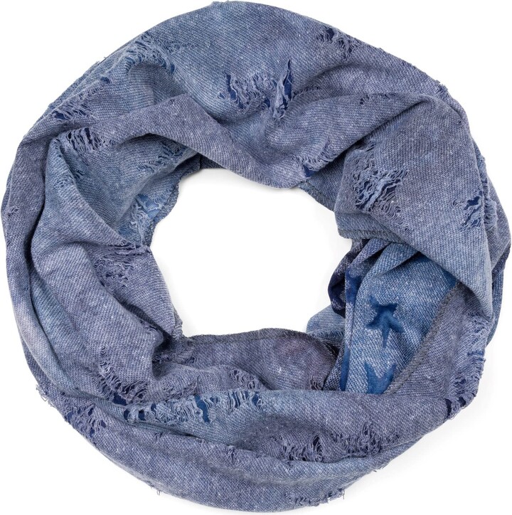 styleBREAKER Unisex Loop Scarf with Cutout Star Pattern and Rips in ...