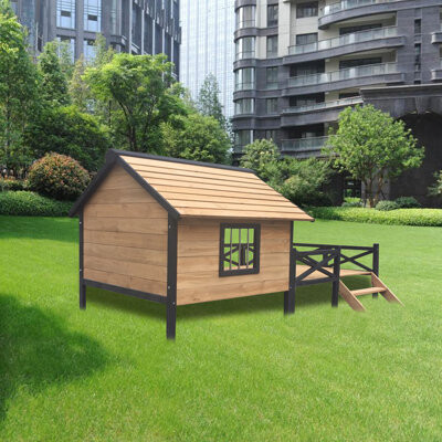 Tucker Murphy Pet Vintage Farmhouse Style Wooden Dog House With An ...