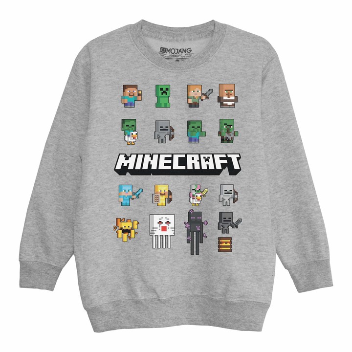 Popgear Minecraft Mini Characters Girls Crewneck Sweatshirt Heather ...
