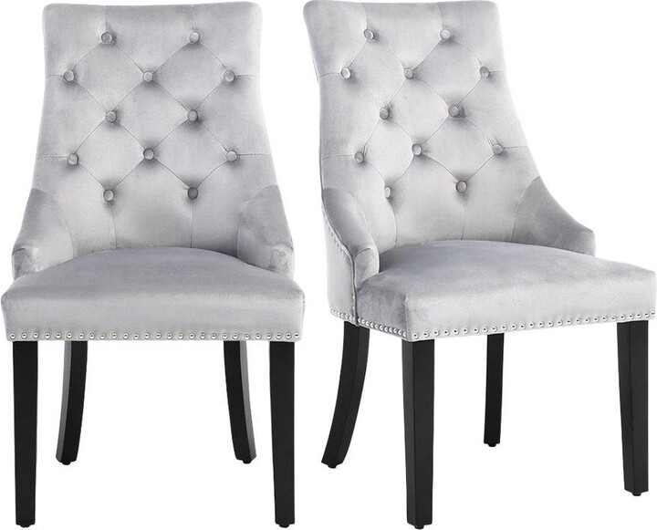 Living and Home 2-piece Tufted Velvet Dining Chairs - ShopStyle