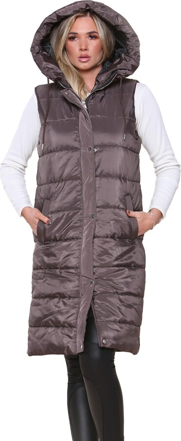 Generic Pixel Fashion WOMEN PUFFER GILET LONG LINE PADDED PUFFER JACKET ...