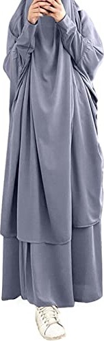 Amaone Woman's Suits for Work Women's Casual Solid Muslim Robe Abaya Islamic Arab Kaftan Robe ...