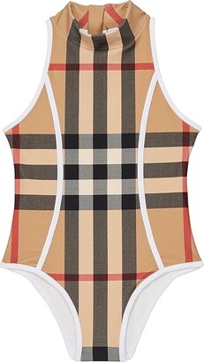 Burberry Children Vine Check One-Piece Swimsuit (Little Kids/Big Kids) (Archive Beige Check ...