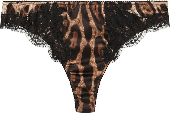 Dolce & Gabbana Brown Leopard Print Thong - ShopStyle