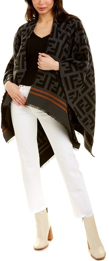 Fendi Ff Wool & Silk-Blend Poncho - ShopStyle Scarves & Wraps
