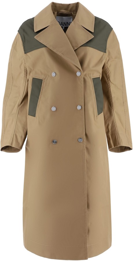 Ganni Double Breasted Trench Coat - ShopStyle