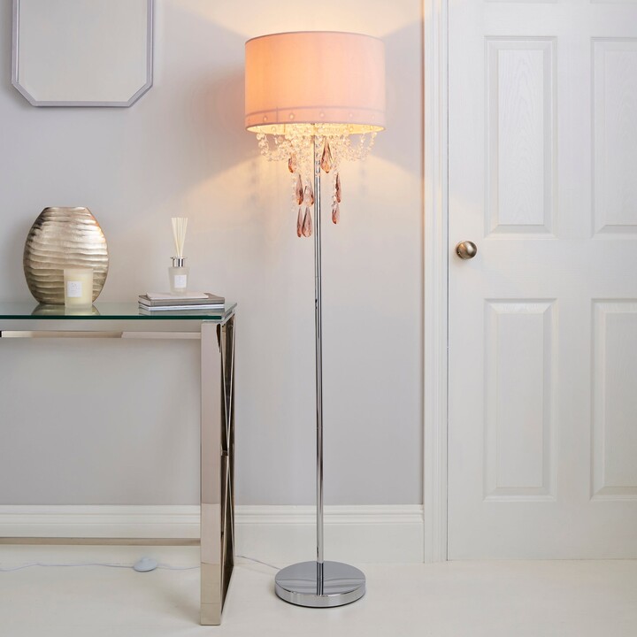 Dunelm Halle French Velvet Jewel Blush Pink Floor Lamp Pink - ShopStyle