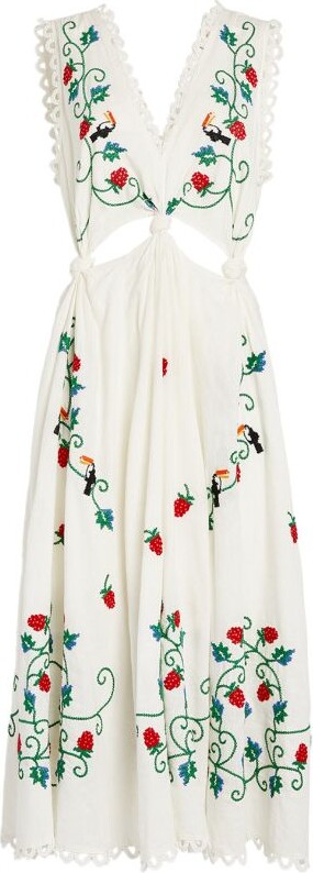 Farm Rio Embroidered Midi Dress - ShopStyle