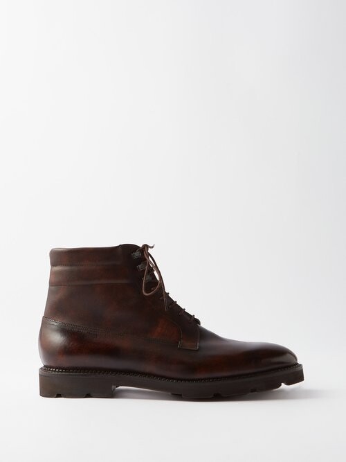 John Lobb Alder Leather Lace-up Boots - Black - ShopStyle