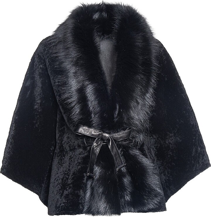 Wolfie Fur Made For Generations™ Shearling Belted Cape - ShopStyle