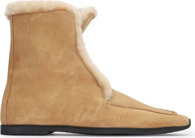 Totême Shearling-Edge Square Toe Boots - ShopStyle