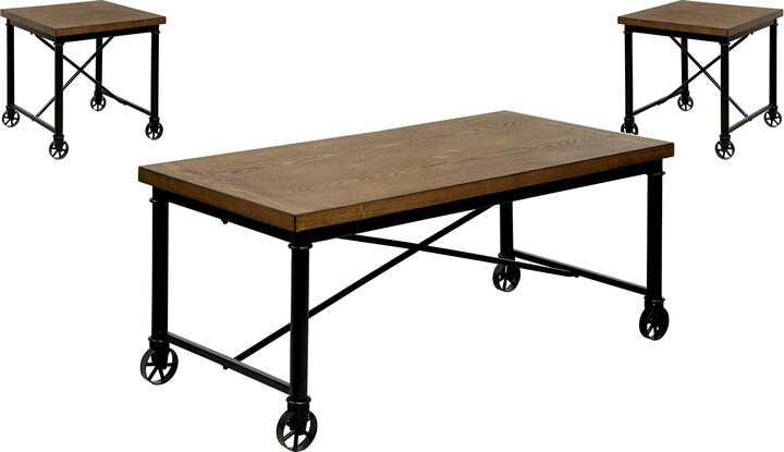 Furniture of America Timothy Industrial Metal 3-Piece Coffee 2 End ...