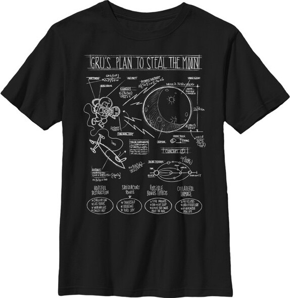 Boy's Despicable Me Gru Plans to Steal Moon T-Shirt - Black - Small ...