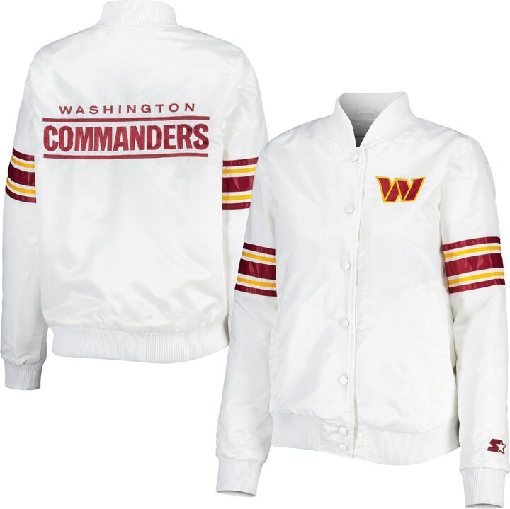 Women's Starter White Washington Commanders Line Up Satin Full-Snap ...