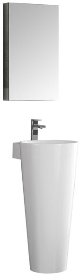 Fresca Bath Fresca Messina 16" White Pedestal Sink With Medicine ...