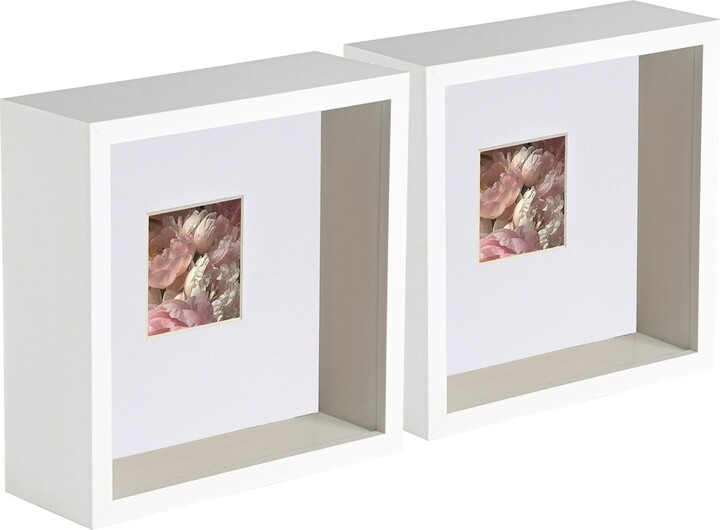 Nicola Spring 3D Deep Box Photo Frames - 6 x 6" with 2 x 2" Mount ...