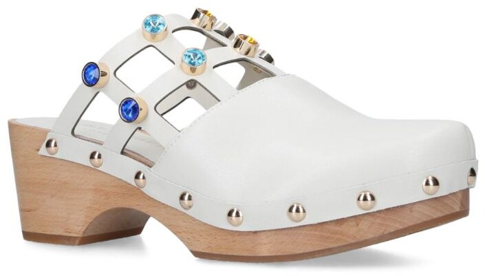 Kurt Geiger Leather Embellished Oona Clogs - ShopStyle