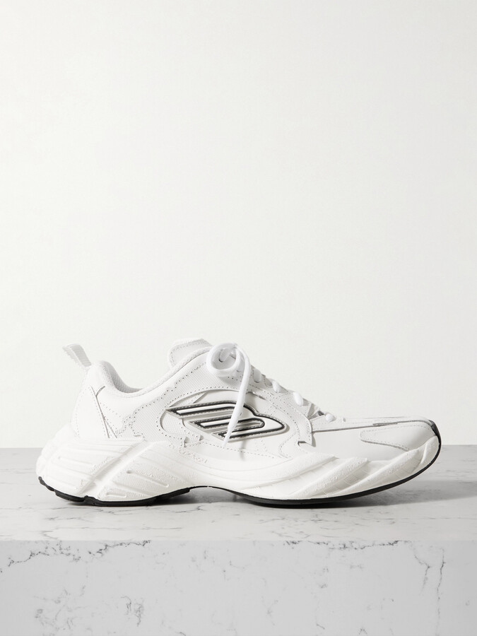 Balenciaga Monday Rubber-trimmed Leather Sneakers - White - ShopStyle