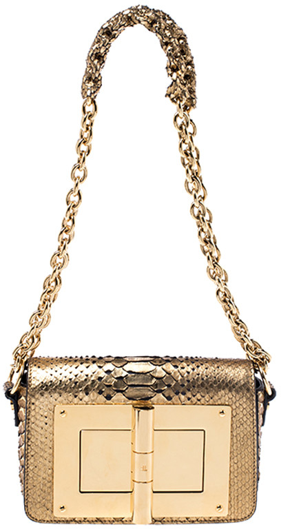 Tom Ford Gold Python Mini Natalia Crossbody Bag - ShopStyle