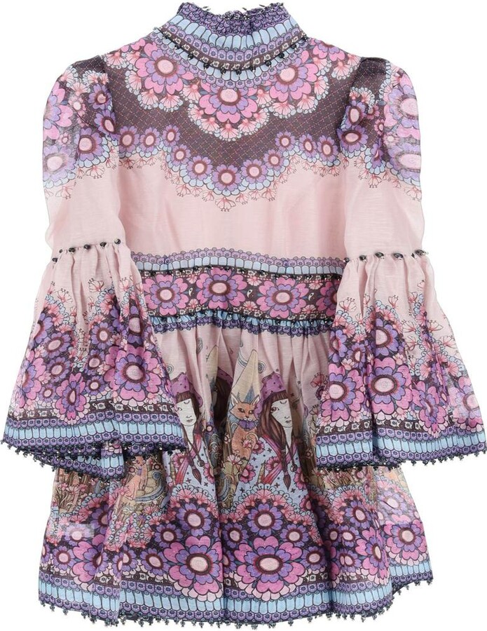 Zimmermann 'celestial' silk and linen mini dress - ShopStyle