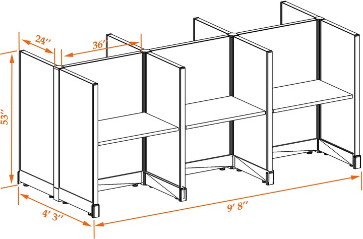 cubicles.com Office Cubicle Desk 53H 6pack Cluster Unpowered - ShopStyle