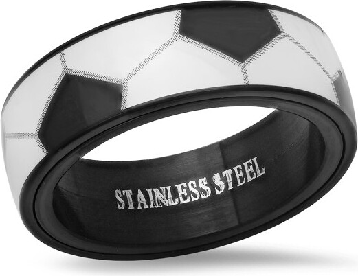 STEELTIME Men's ip stainless steel soccer spinner band ring - ShopStyle
