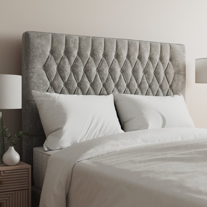 Dunelm Chenille Chesterfield Headboard Grey - ShopStyle