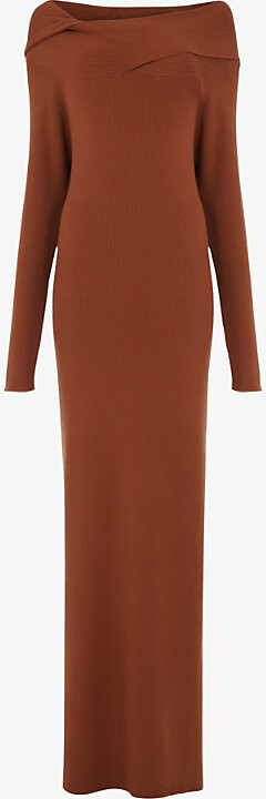 Leem Womens Cinmon Off-the-shoulder Woven Knitted Maxi Dress - ShopStyle